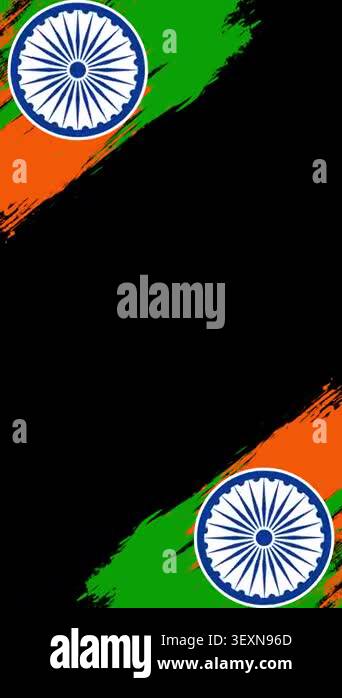 4K Vertical Dynamic Indian Flag Brushes and Spinning Chakras Animation ...
