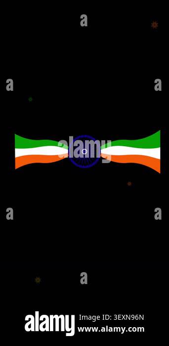4K Vertical Unfurling Indian Tricolor Ribbon and Spinning Chakra ...