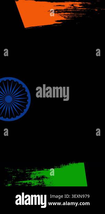 4K Vertical Animated Indian Flag Brush Strokes with Spinning Chakra ...