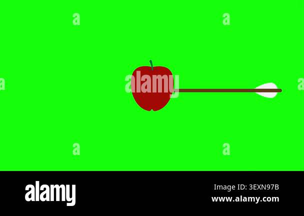 Animation of Arrow Piercing Red Apple. Accuracy and Success Concept ...
