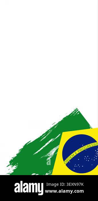 4K animated Brazilian flag and brush stroke element vertical background ...