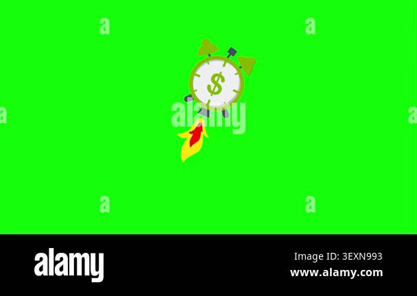 Dollar Alarm Clock Launching Like Rocket. Time is Money video loop ...