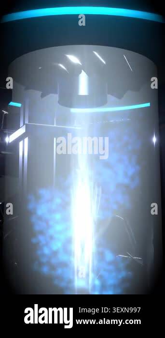 Extreme close-up panning over a quantum filtration engine featuring a ...