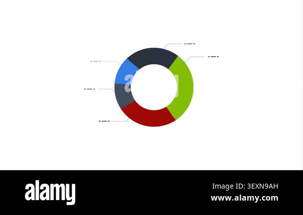 4K Animated Colorful Donut Pie Chart on White Background Infographic ...