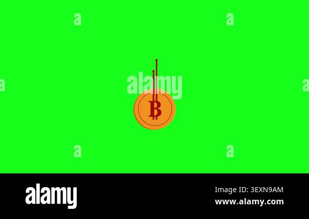 Bitcoin Gold Coin with Rising Red Arrows Green Screen 4K Stock Video ...
