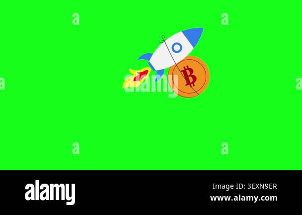 Bitcoin Rocket Flying to the Moon Green Screen Animation 4K Stock Video ...