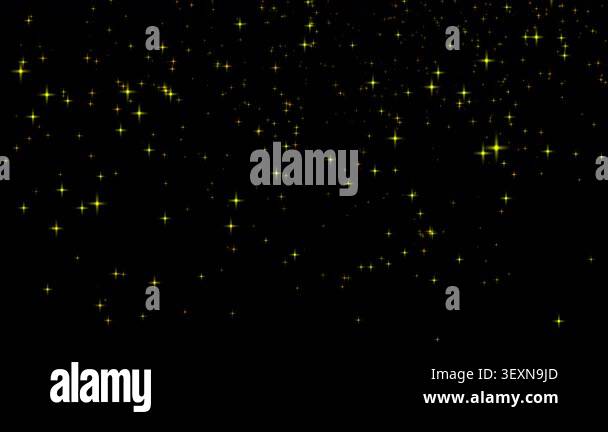 Many glittering golden stars against a dark black overlay background ...