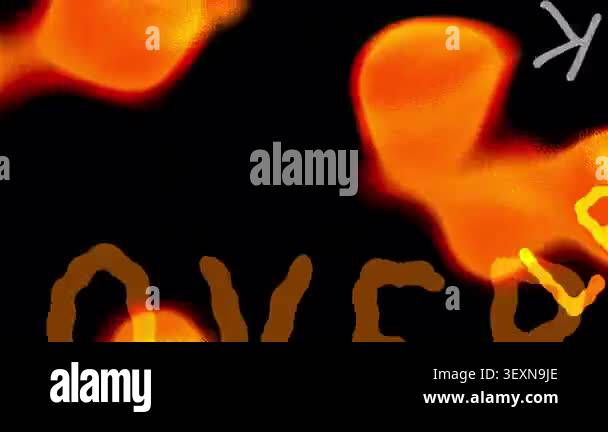 Vivid orange fire flames overlay dark brown letters in a dynamic design ...