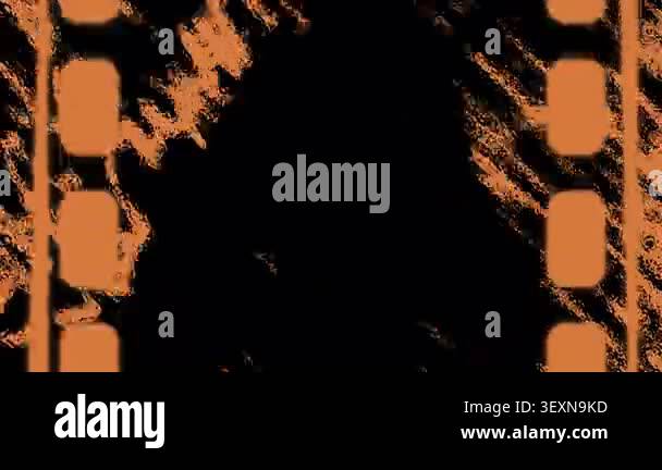 Orange scratched film strip texture on a black background, perfect for ...