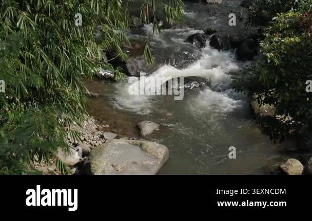 A peaceful horizontal video with smooth long exposure water effect ...