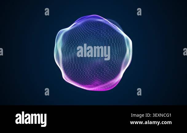 Holographic dotted neural orb with a soft blue and magenta rim floats ...