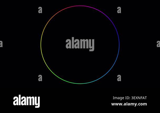 Glowing neon circle loading animation in retro style on black ...