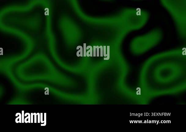 Abstract dark green background with smooth flowing liquid light waves ...