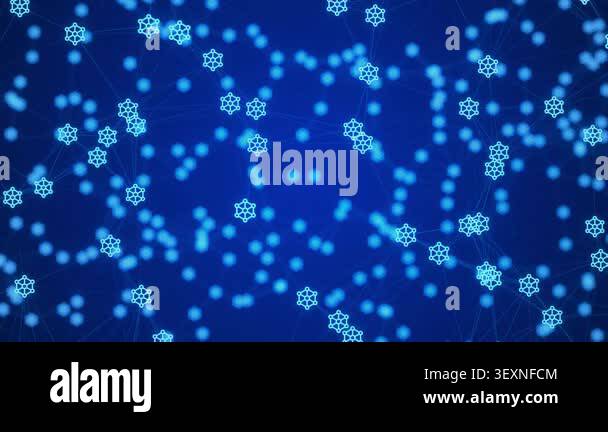 Abstract Blue Molecular Network with Connected Nodes and Nanotech ...