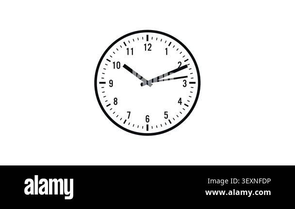 Minimal Analog Wall Clock Animation on White Background Time Management ...