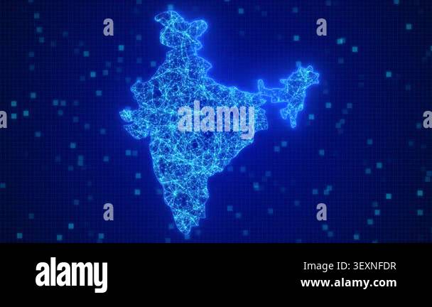 Digital India Map with Glowing Blue Plexus Network Futuristic ...