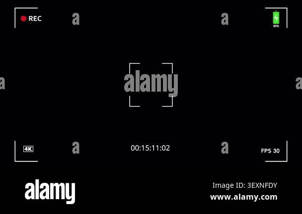 4K Camera Viewfinder Recording Screen Overlay REC Indicator Timecode ...