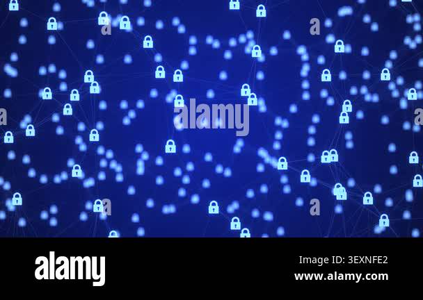 Blue Cybersecurity Padlock Plexus Network with Connected Data Nodes ...