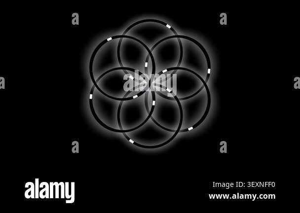 Glowing arrow circle animation black background, Neon white circle dots ...
