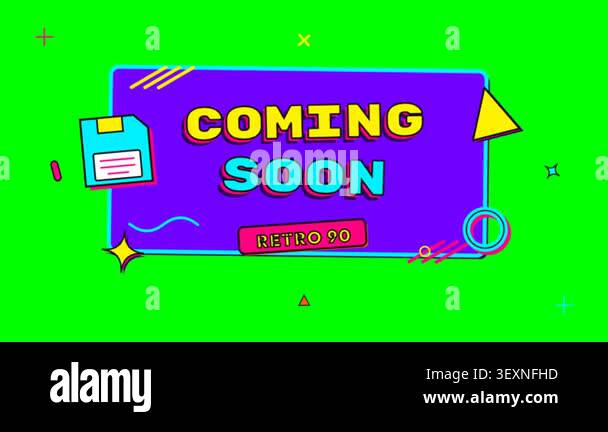 A digital illustration announcing a coming soon message with a retro ...