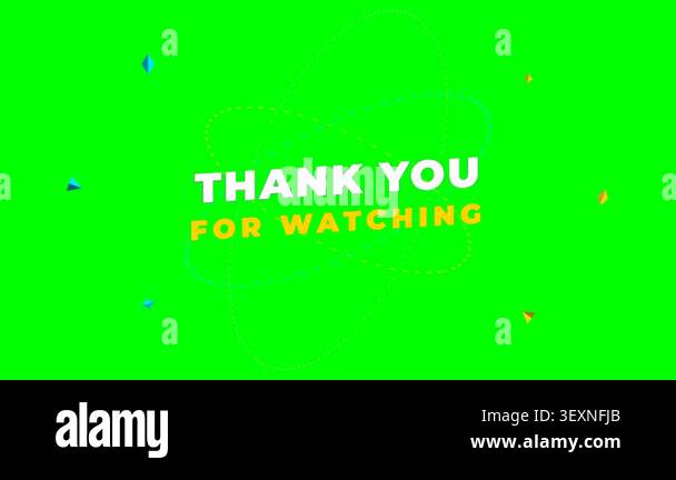 A colorful thank you message on a green background for watching Stock ...