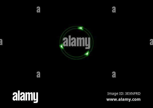 Glowing arrow circle animation black background, Neon green circle ...