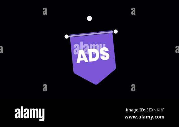 Purple advertising banner icon on black background Stock Video Footage ...