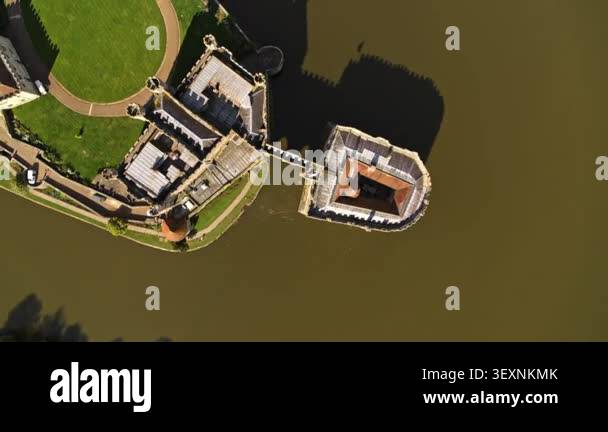 Aerial drone footage revealing the historic Leeds Castle and its moat ...