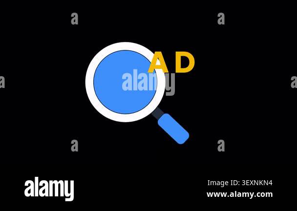 Magnifying glass with ADS text on black background Stock Video Footage ...