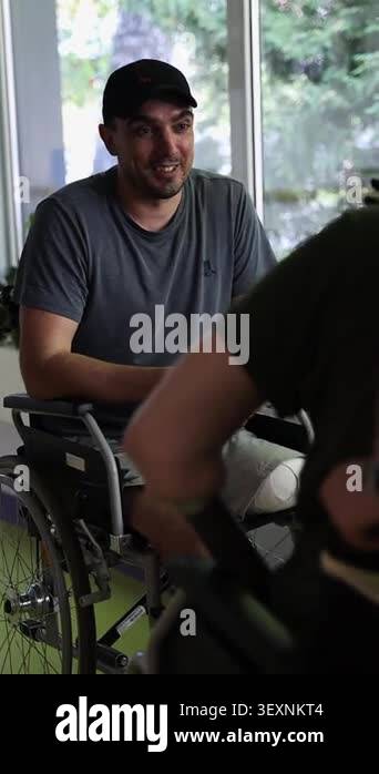 Man with Bilateral Leg Prosthetics Training in Rehabilitation Center ...