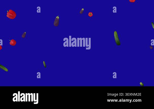 Mixing of Vegetables falling down on blue screen background Stock Video ...