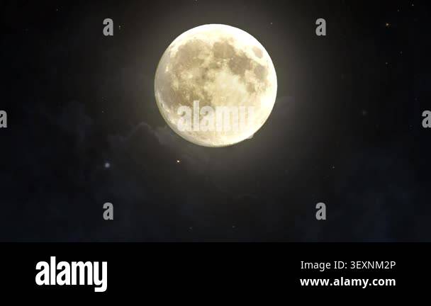 Full Moon in the night sky with some particle and fog Abstract ...