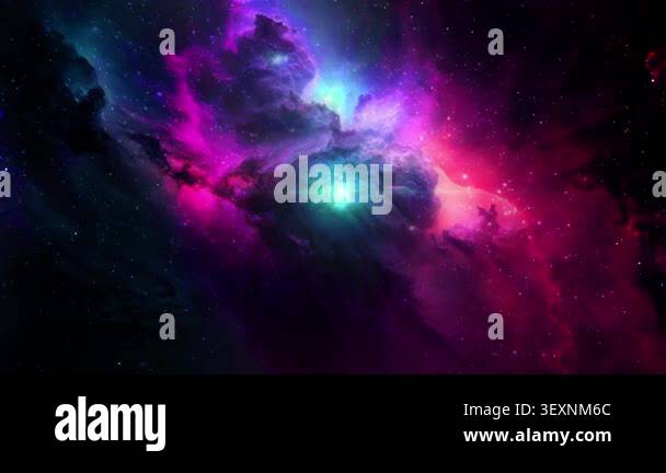 colurful pink purple blue green Nebula galaxy background Stock Video ...
