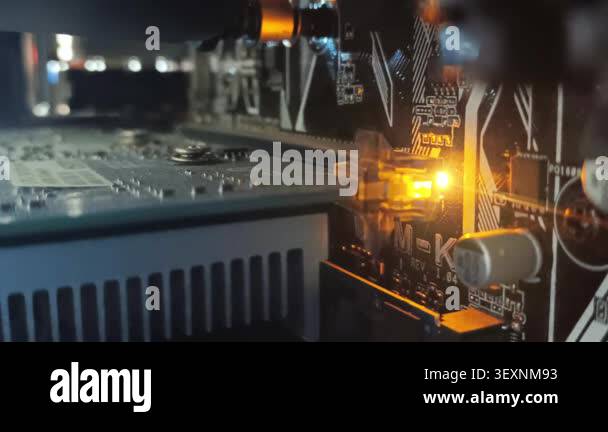 LED Light Flicker on Motherboard background Stock Video Footage - Alamy
