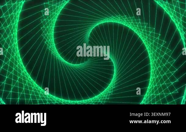 Green glow triangle swirling wave effect graphic motion background ...