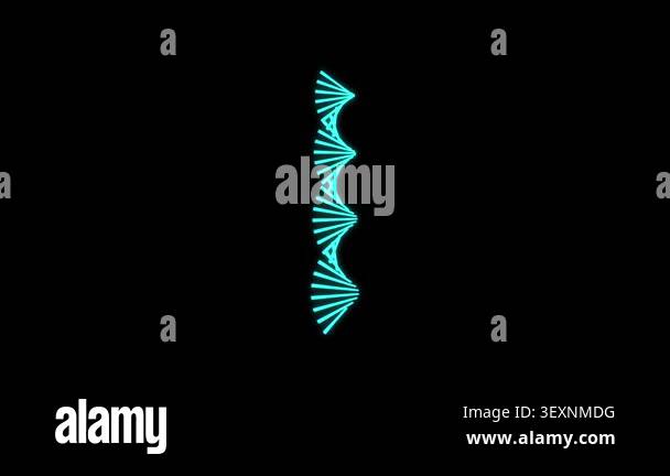 Blue twist of bend DNA rotation on black background overlay effect ...