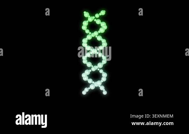 Green White gradient DNA rotation looping effect on black background ...