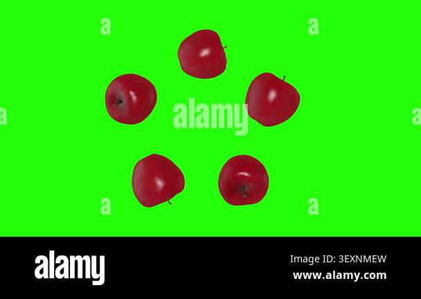 Red Apples rotation around green screen effect Stock Video Footage - Alamy