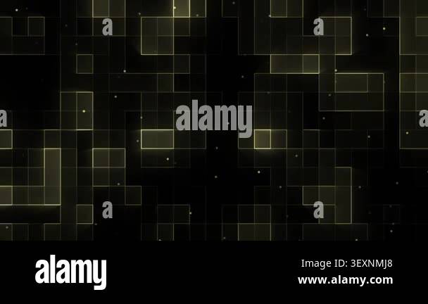 Digital style Yellow glowing square random motion with particle ...