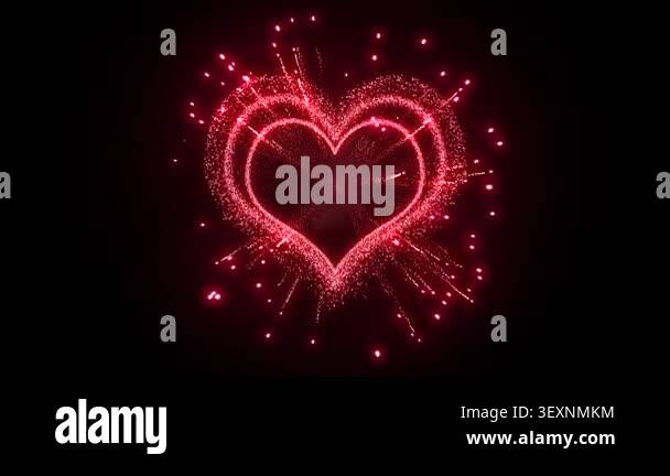 Two layer of Heart exploding with beautiful firework Overlay effect ...