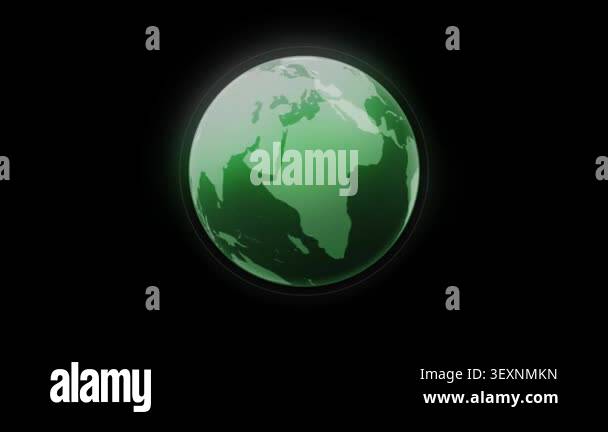 Green Earth sphere rotation Hologram effect background.Eearth rotation ...