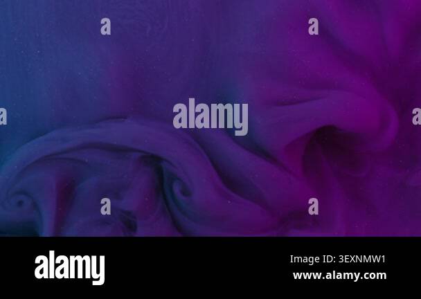 Ink water drop. Paint fog. Defocused blue purple color glitter cloud ...
