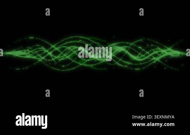 Infinity symbol green digital dot flowing effect.Curved green lines ...