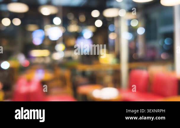 Out of Focus cafe interior night lights abstract bokeh background. Blur ...