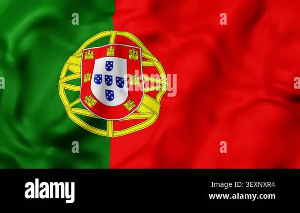 Vibrant Portuguese flag 3d animation waves with realistic fabric ...