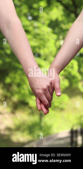 Close-up of two women's hands holding each other. Symbol of trust ...
