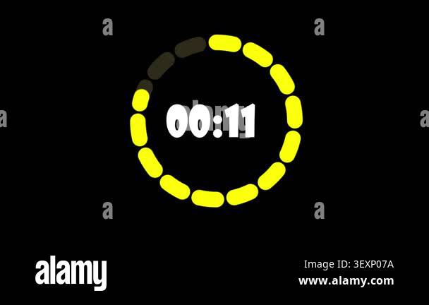 Modern 15 second countdown timer with yellow circular progress on black ...