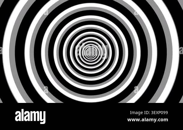 Hypnotic black and white concentric circles creating an optical ...