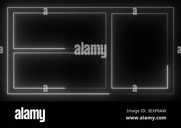 Dynamic white neon live streaming overlay frame on dark background ...