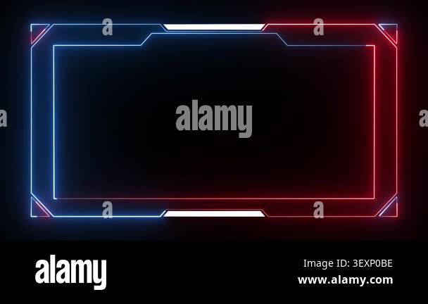 Futuristic gaming neon frame animation loop with red and blue lights on ...